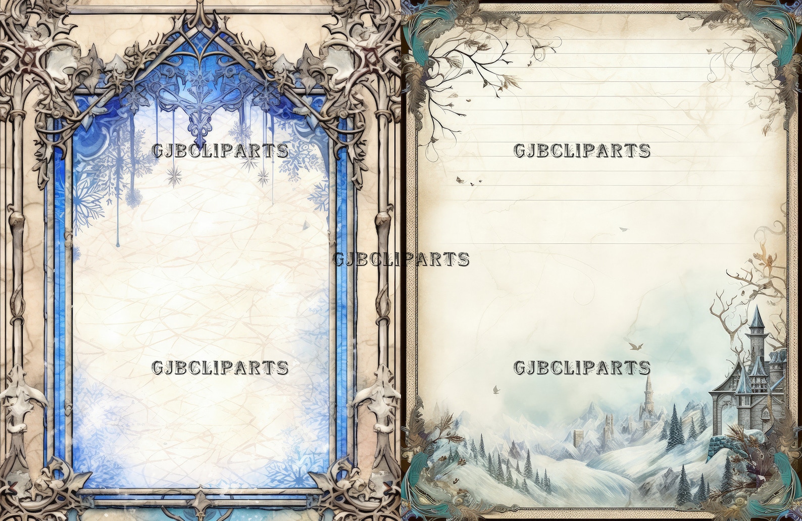 Frozen Kingdom Lined Page, Empty Journal Page Clipart, Junk Journaling ...