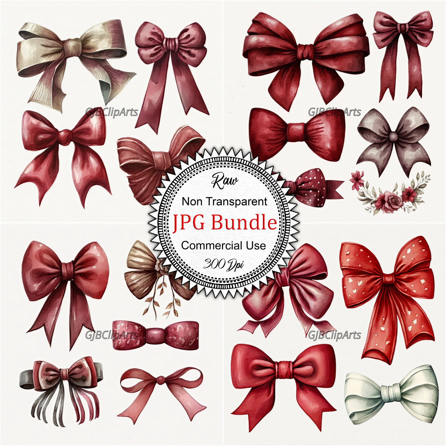 Lovely Bows Clipart: Hand-painted Watercolor Ribbon Illustrations ...