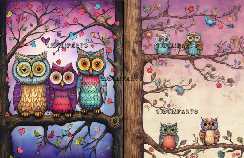 Whimsical Owls Lined Page Clipart, Empty Journal Page With Border ...