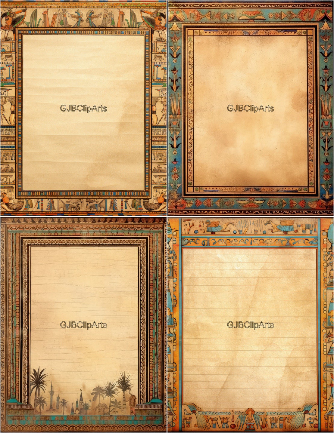 Ancient Egypt Lined Page Clipart ,pyramid Clipart Scarab Clipart ...