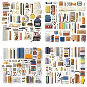 School Supplies Clipart, Pencil Clipart, Notebook Clipart, Junk Journal ...