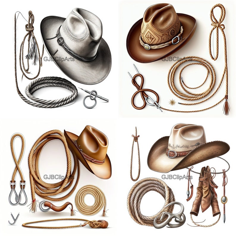 Lasso Clipart, Beautiful Cowboy Lasso Collection, Cowboy Clipart, Rodeo ...