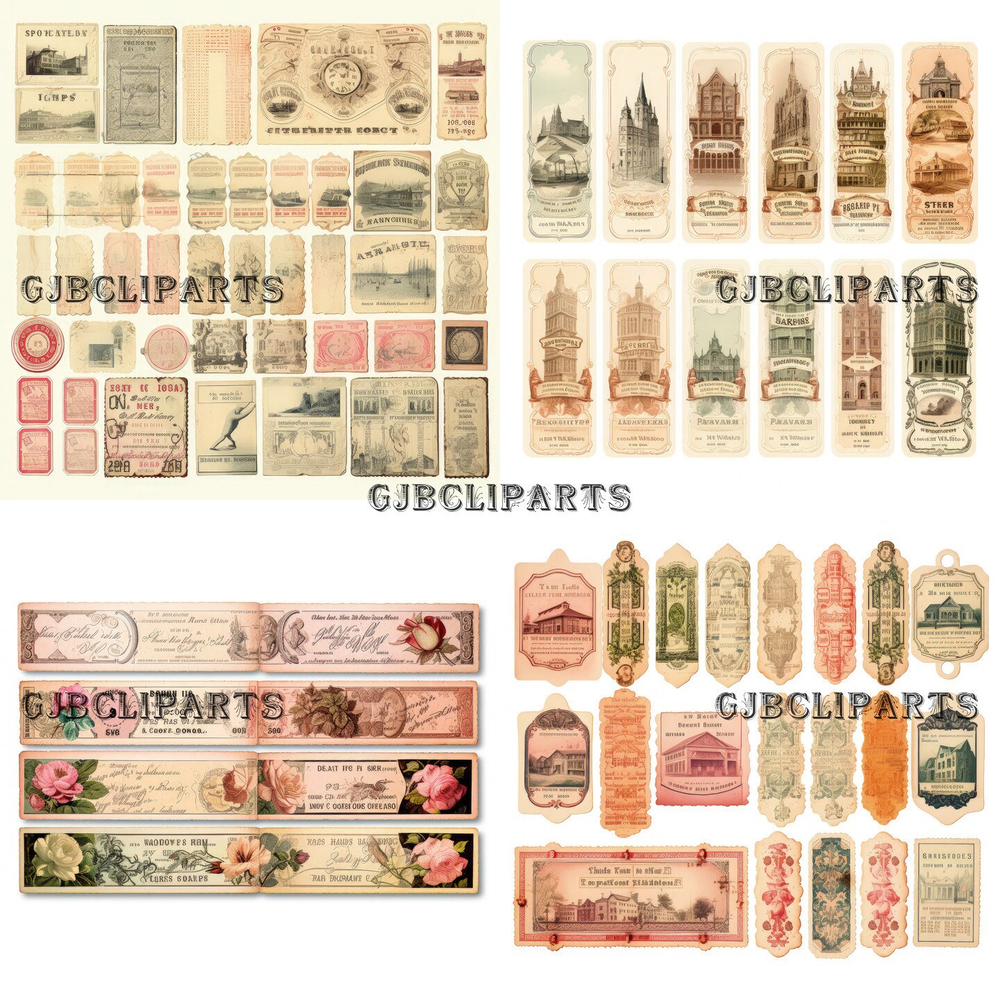 Victorian Cottage Ornamental Vintage Ticket Clipart, Evenly Spaced ...