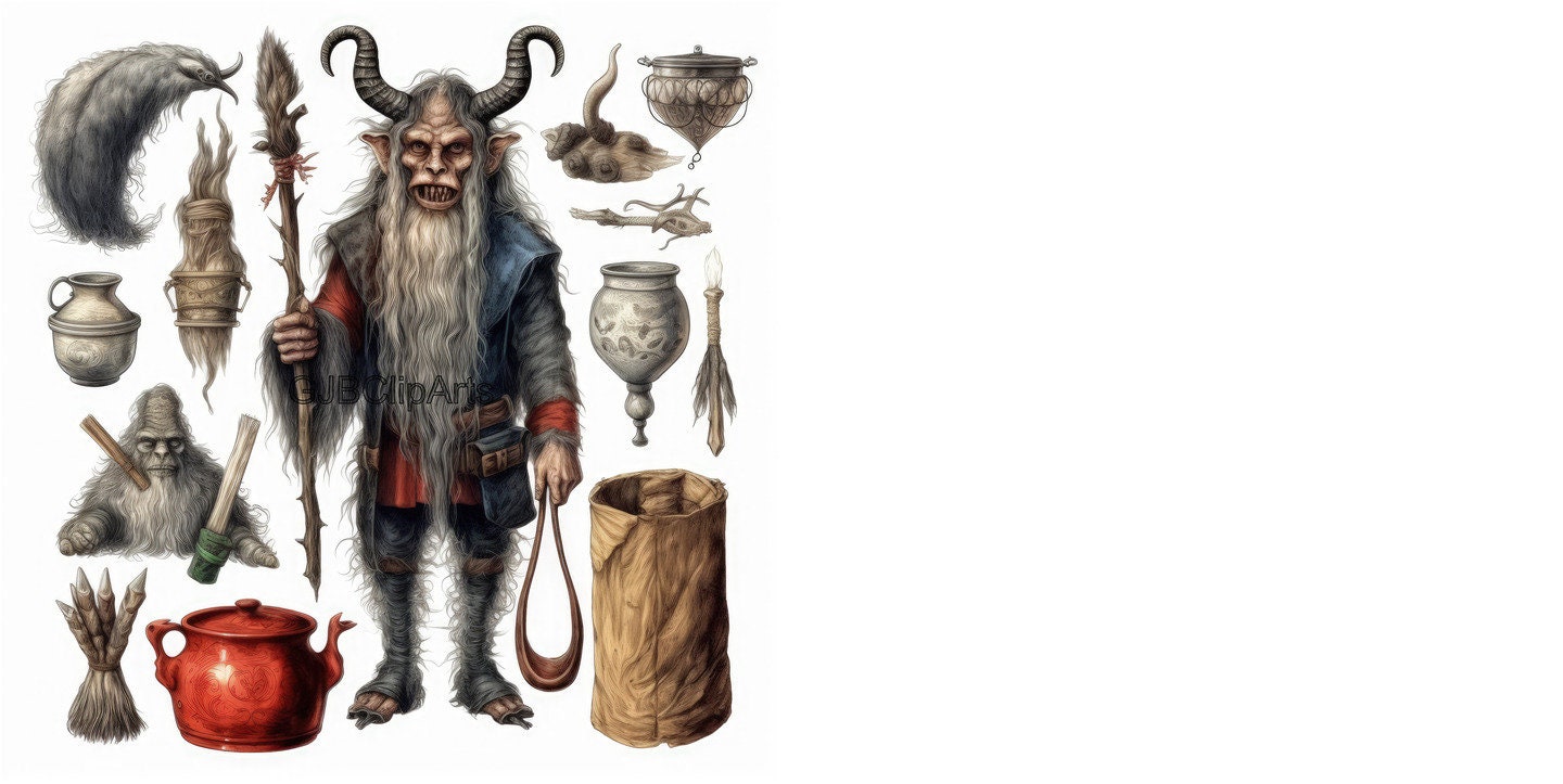 Arampusnacht Austria Clipart, Krampus Mask Clipart, Birch Rod Clipart ...