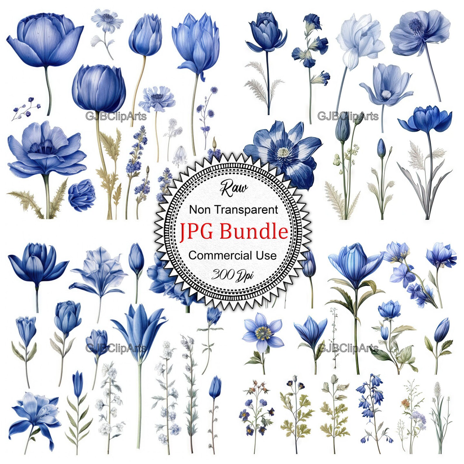 Blue Dutch Flowers Clipart Tulip Clipart Windmill Clipart - Etsy