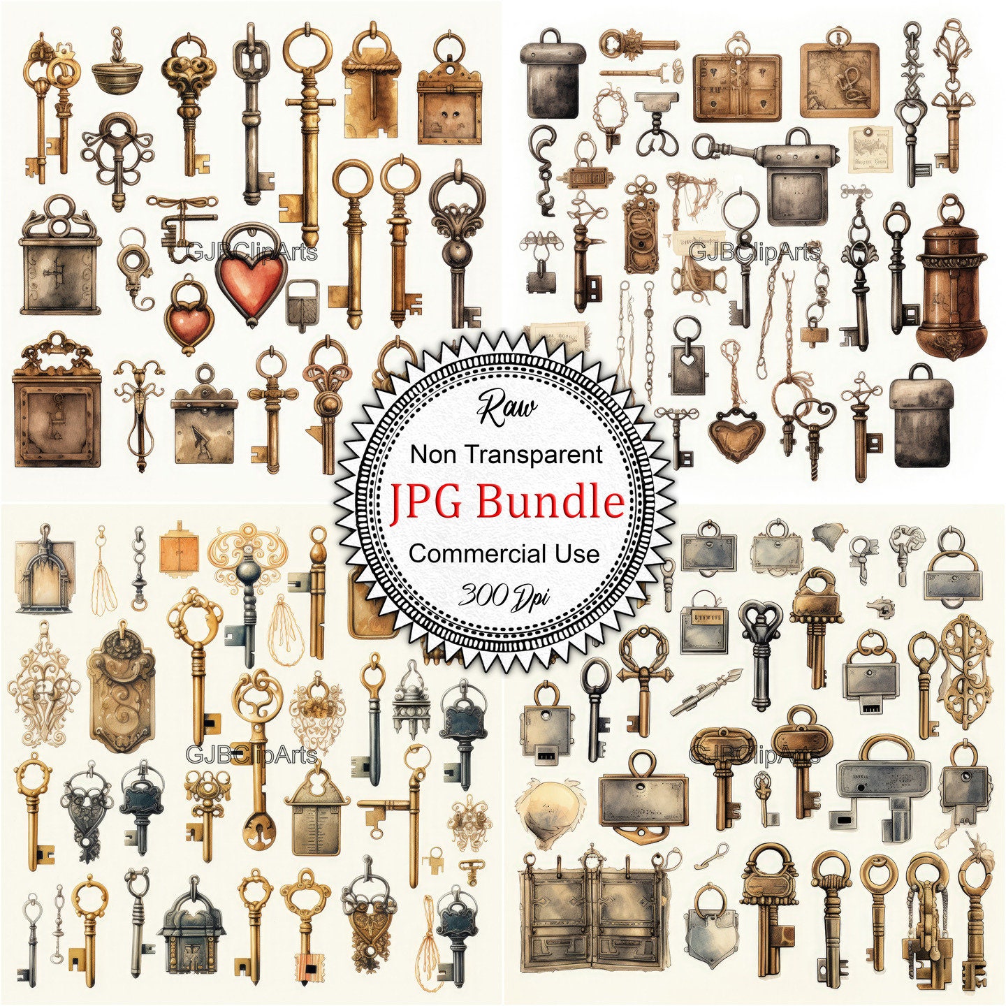 Vintage Locks and Keys Junk Journal Kit Clipart ,key Clipart, Lock ...