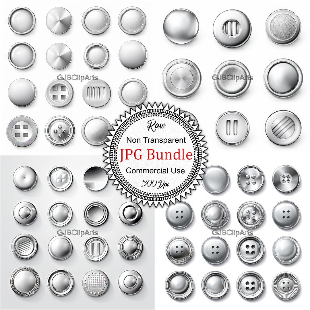 Silver Buttons Clipart, Button Clipart, Silver Clipart, Scrapbooking ...
