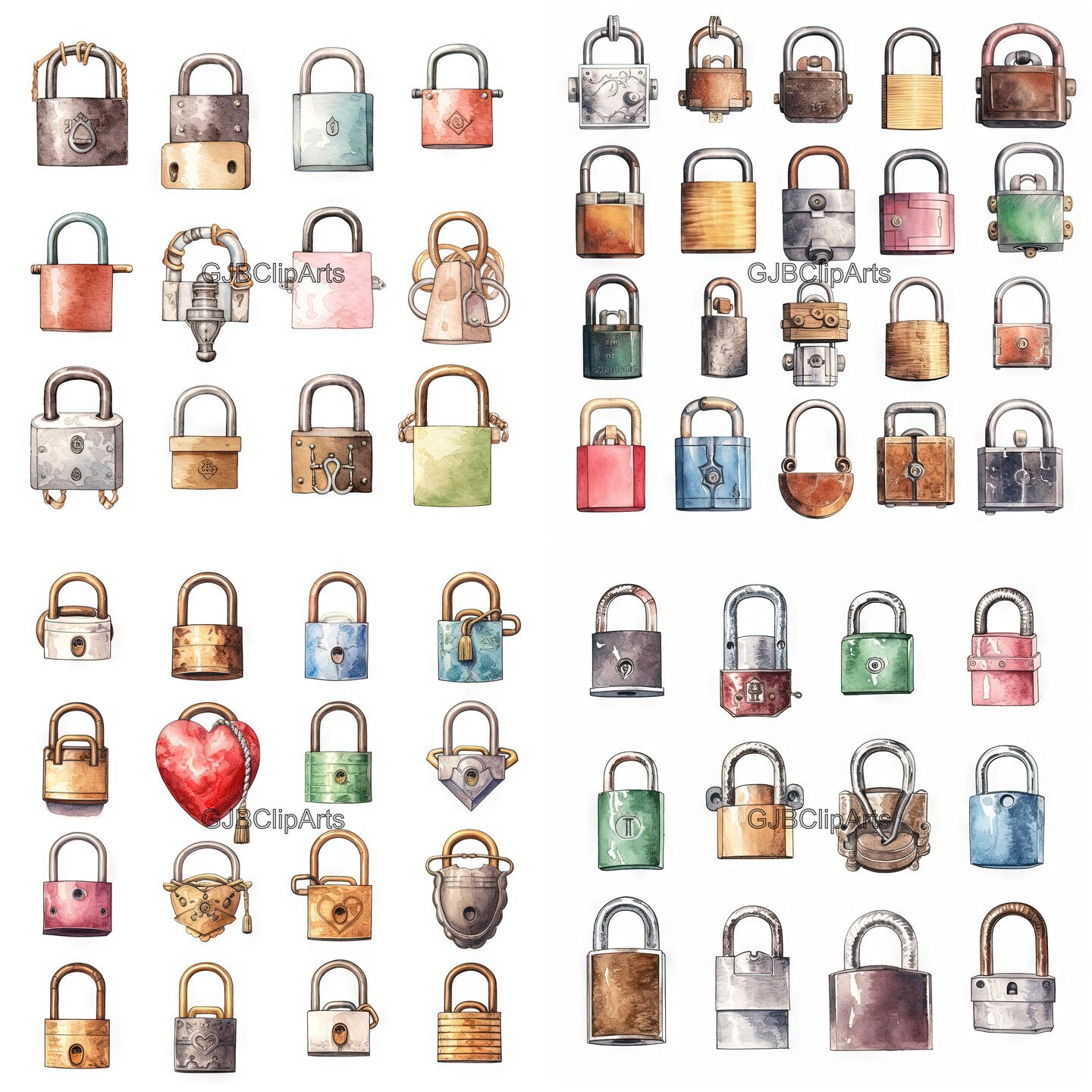 Vintage Locks Clipart Collection Digitized Clipart ,digital Clipart ...