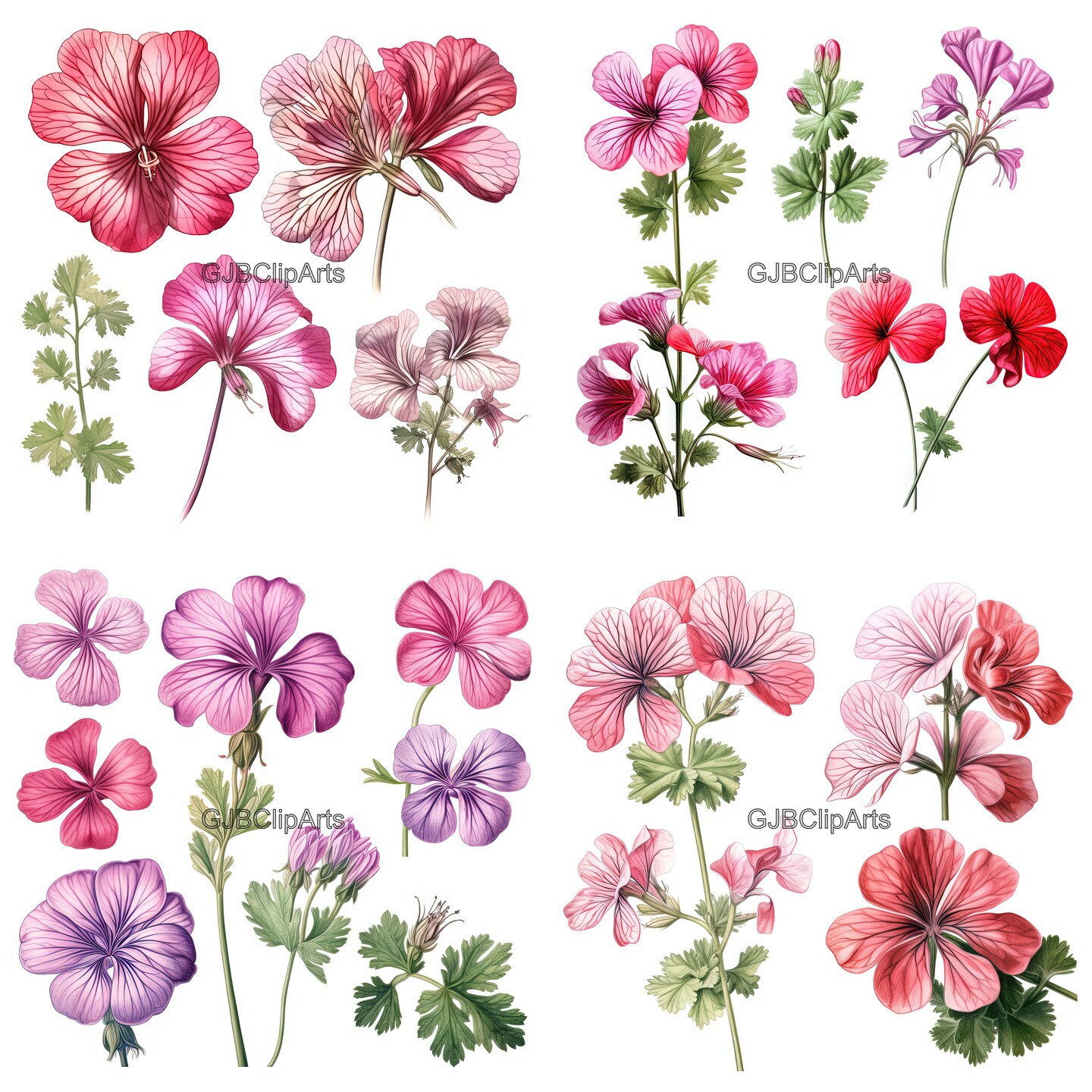Geranium Flower Clipart, Scrapbooks Digital, Journaling Game ...