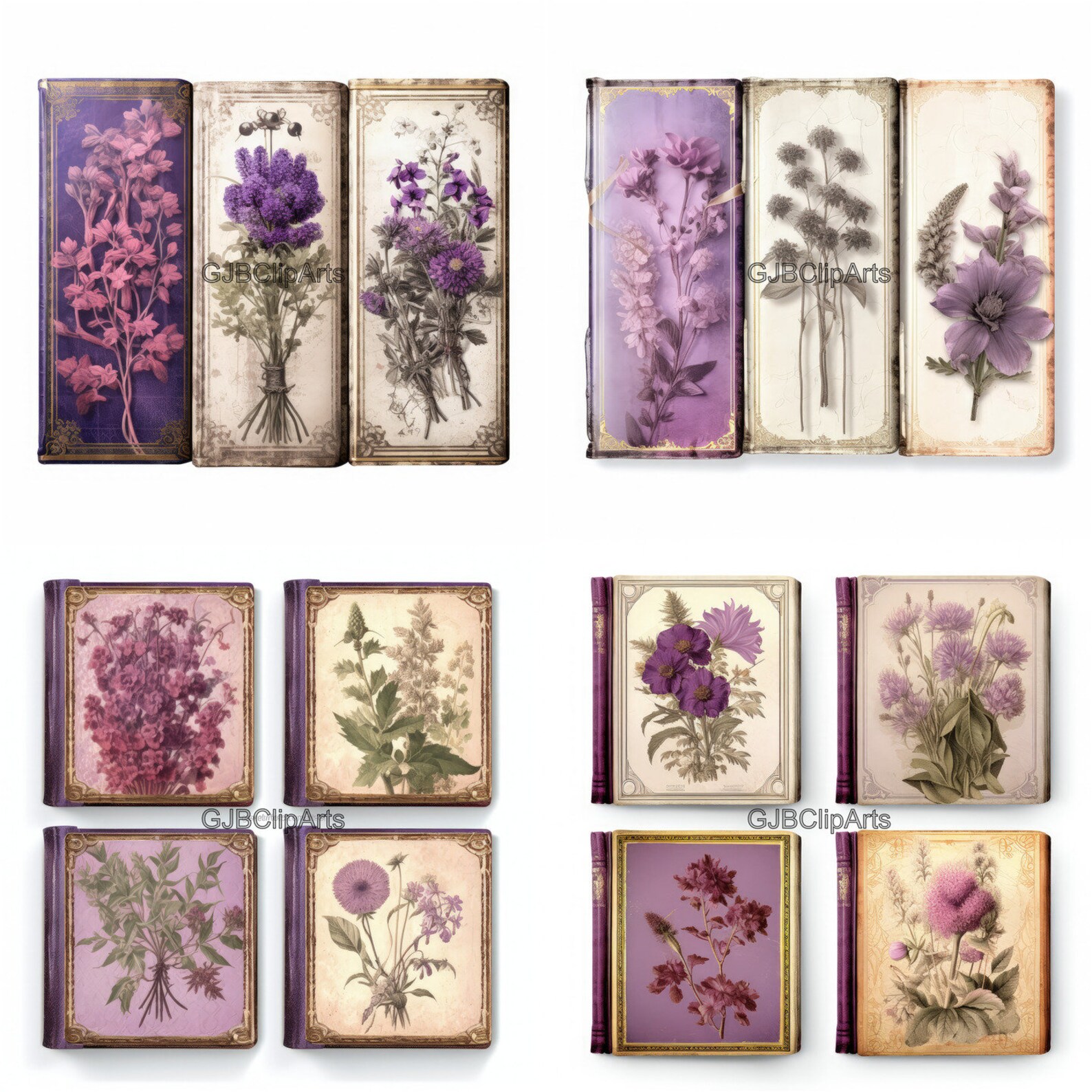 Purple Flora Book Cover Clipart Vintage Book Cover Clipart - Etsy