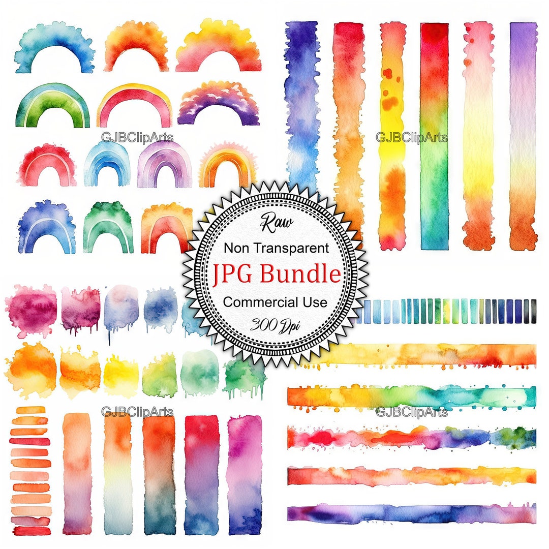 Bright Rainbow Watercolor Slide Borders Clipart,rainbow Clipart ...