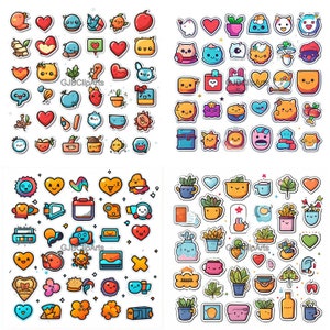 Flat Design Stickers Clipartdigital Stickers, Digital Clipart ...