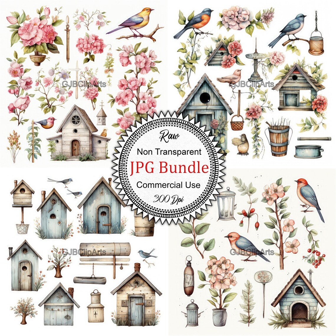 Vintage Bird House Junk Journal Kit Clipart ,bird Clipart Nest Clipart ...