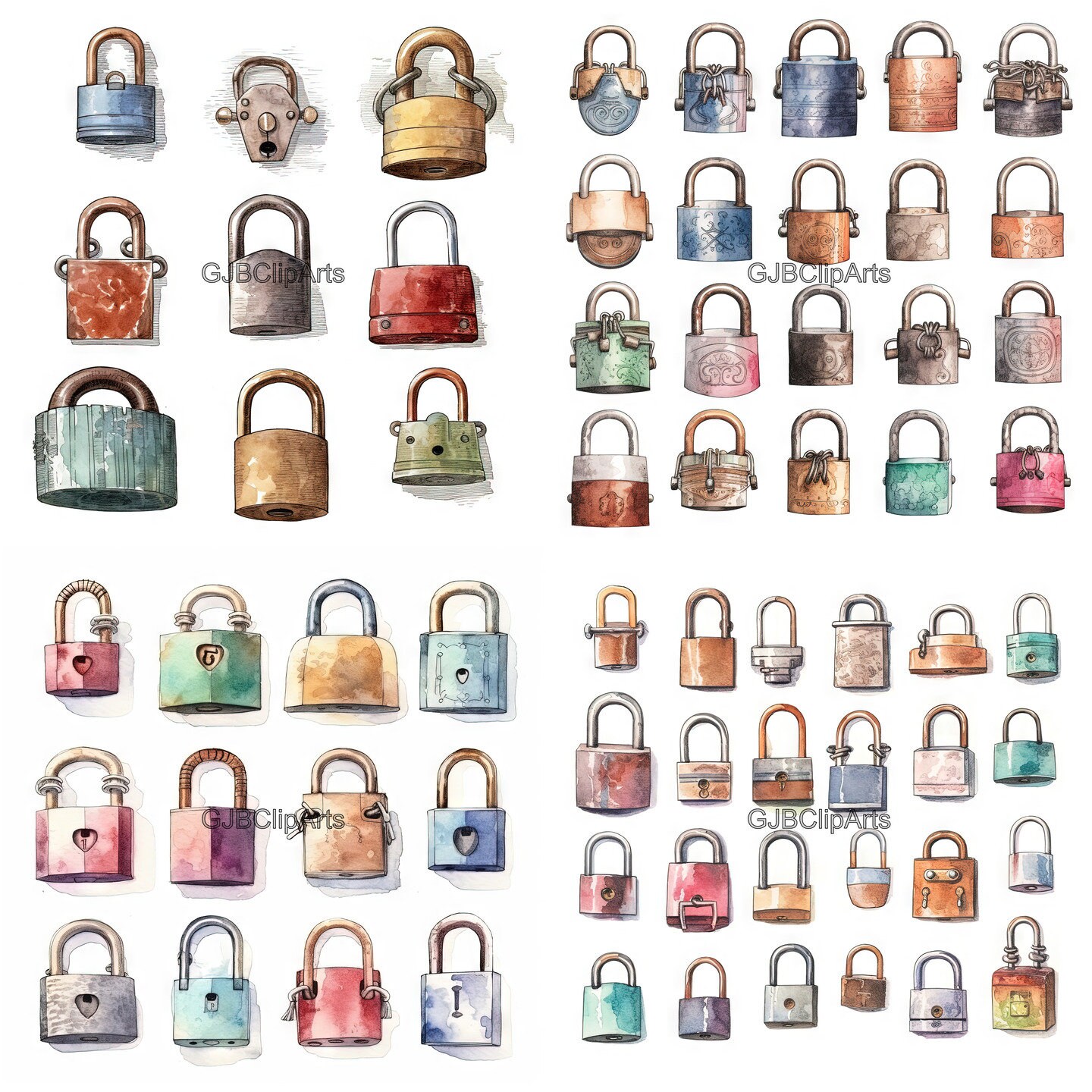 Vintage Locks Clipart Collection - Digitized Clipart ,digital Clipart ...