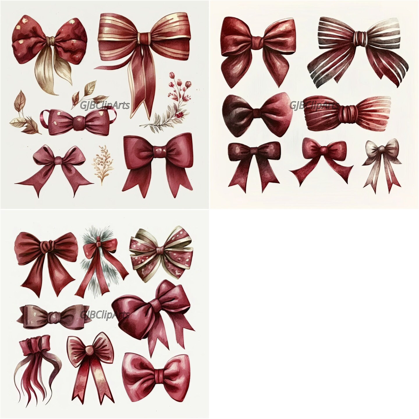 Lovely Bows Clipart: Hand-painted Watercolor Ribbon Illustrations ...