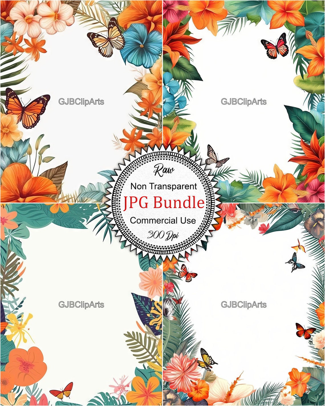 Tropical Pattern Frame Clipart, Multicolored Clipart, Journaling Candle ...