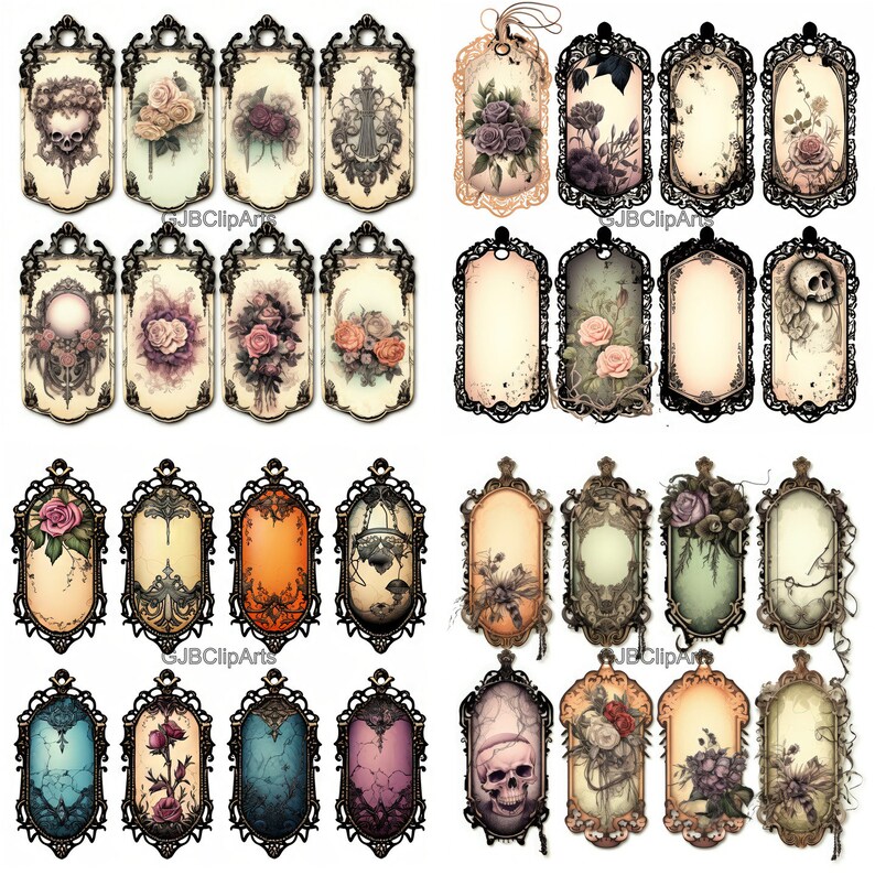 Gothic Fussy Ornamental Tag Clipart, Gothic Arch Clipart Bat Clipart ...