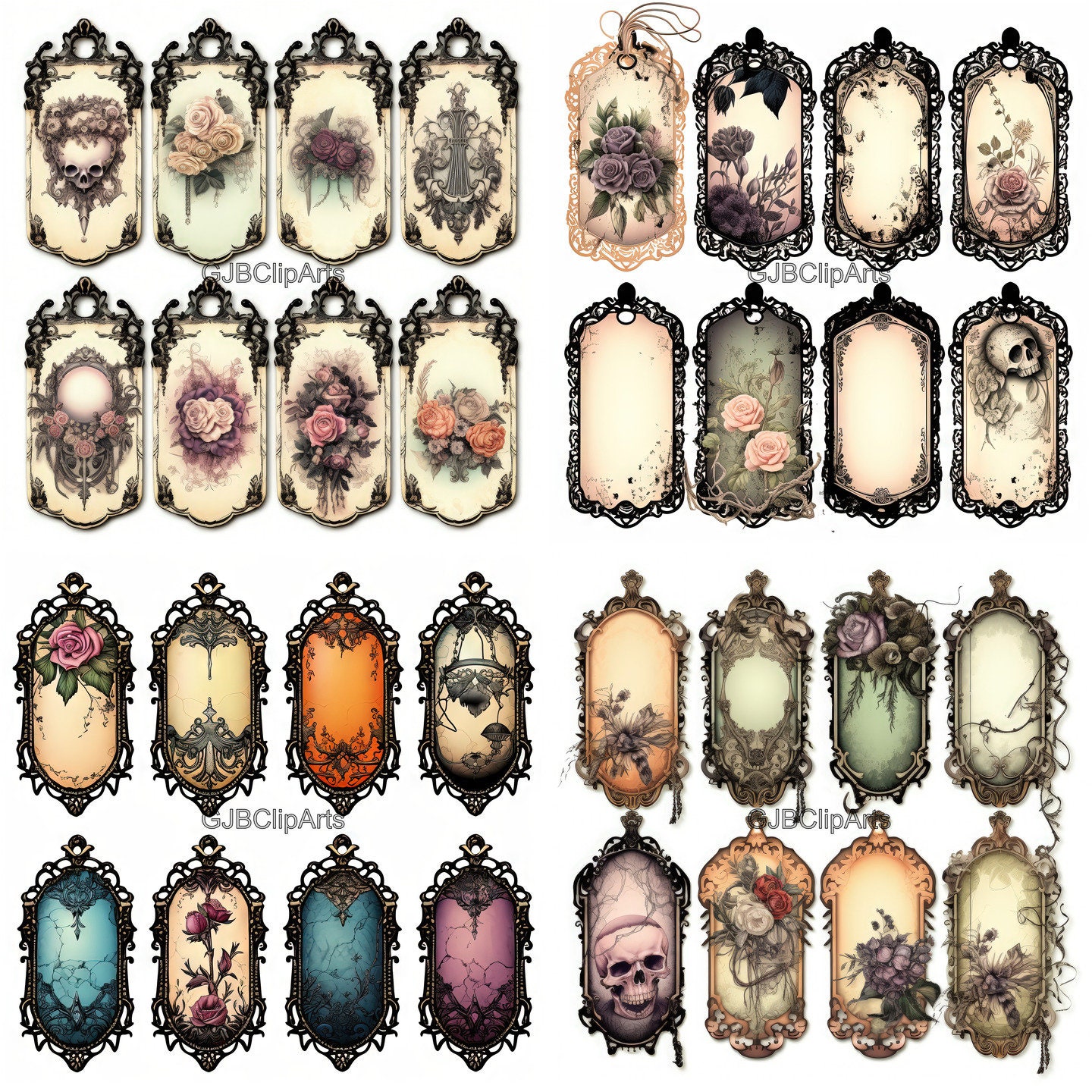 Gothic Fussy Ornamental Tag Clipart, Gothic Arch Clipart Bat Clipart ...