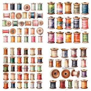Vintage Thread Spools Clipart Collection,digitized Clipart ,digital ...