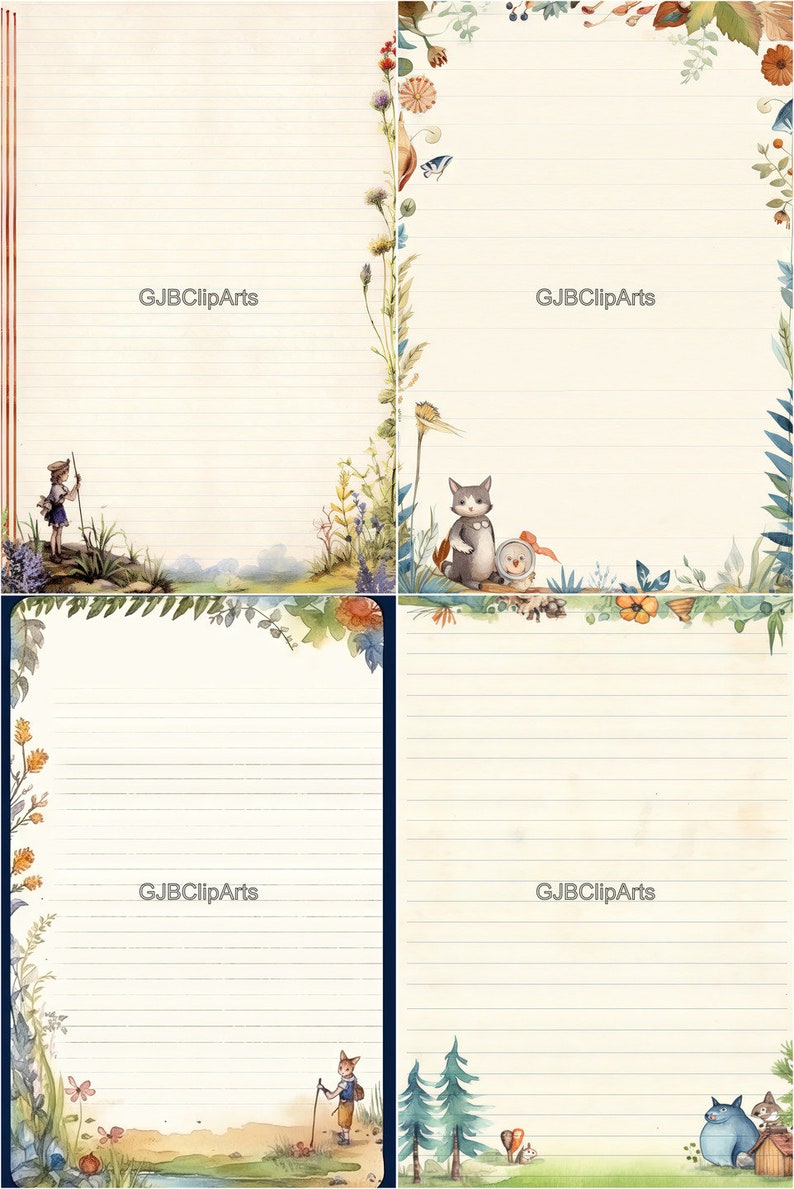 Nursery Border Notebook Page Watercolor Clipart, Journaling Frames ...