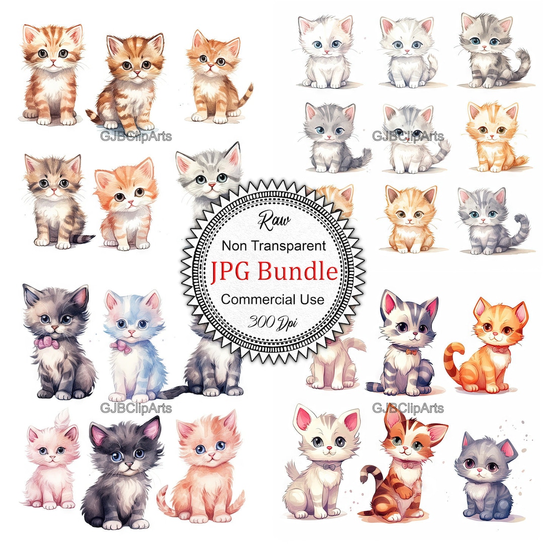 Kitten Clipart, Printable Kitten , Digital Stickers, Digital Clipart ...