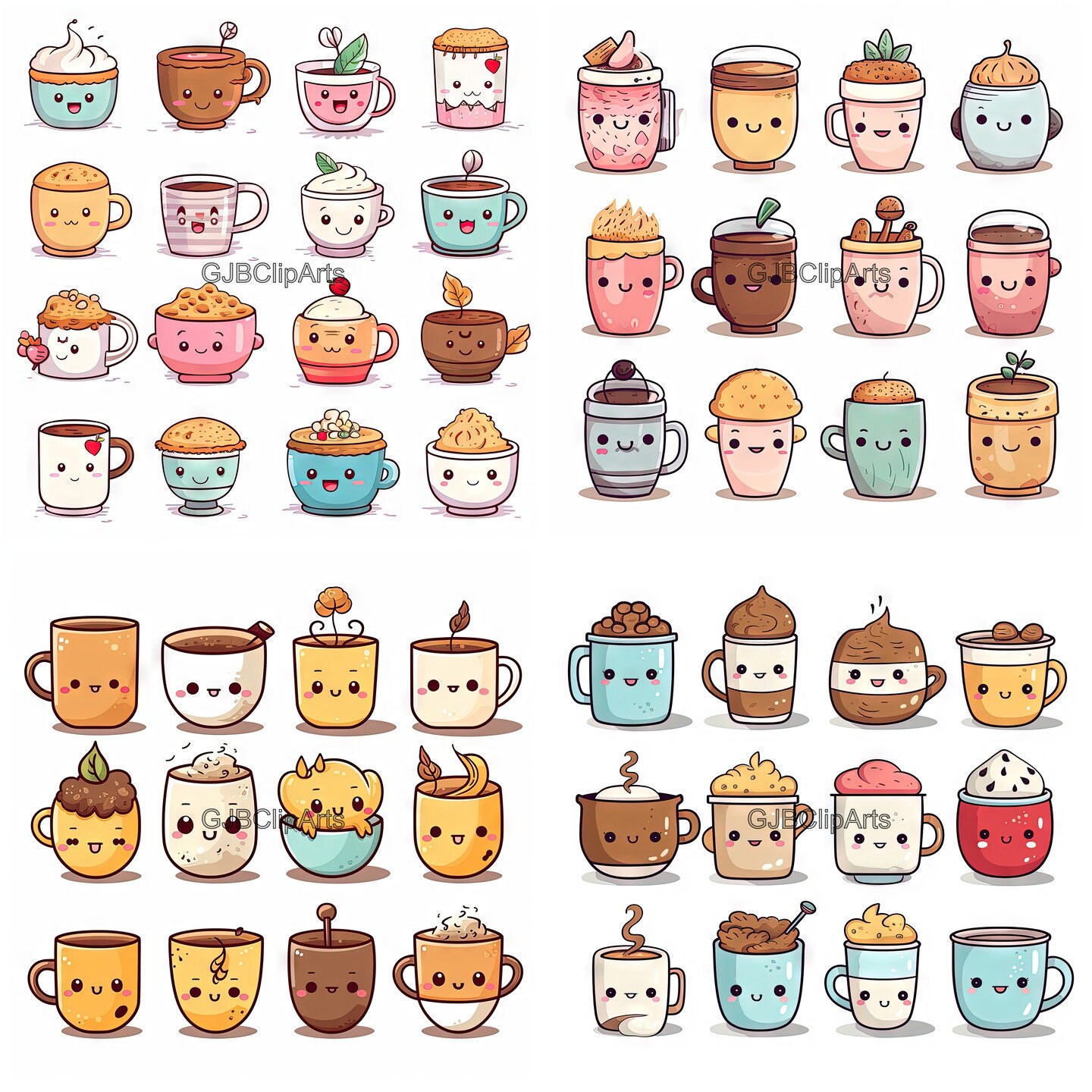 Coffee Clipart, Kawaii Coffee, Digital Stickers, Digital Clipart ...