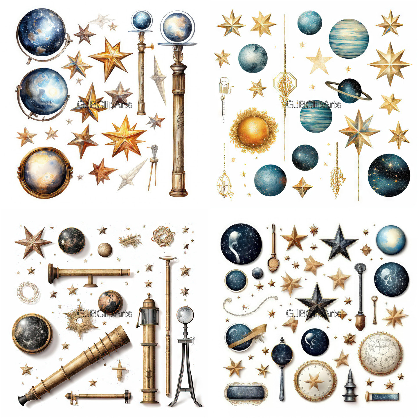 Star Gazing Clipart, Telescope Clipart, Star Chart Clipart, Scrapbook ...