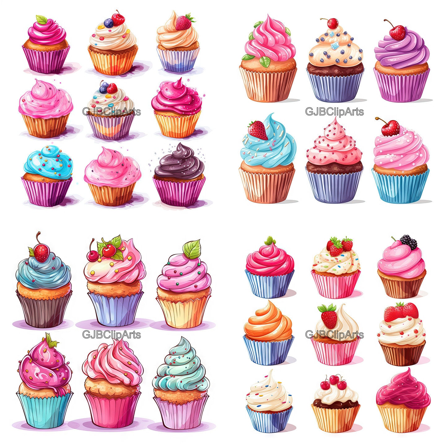 Cupcake Clipart Digital Stickers, Digital Clipart, Printable Stickers ...