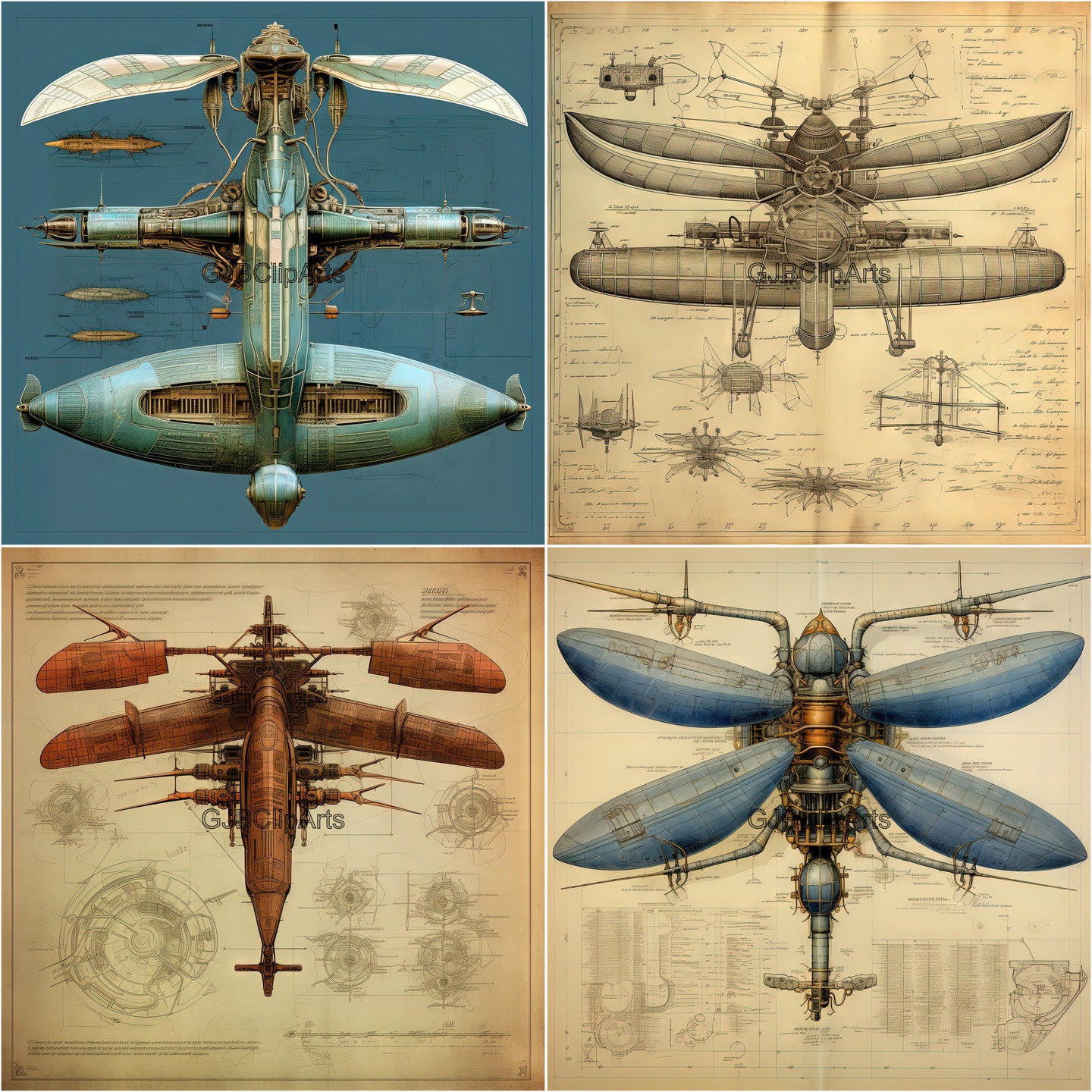 Dragonfly Shaped Ship Blueprint Clipart, , Scrapbooks Albums ...