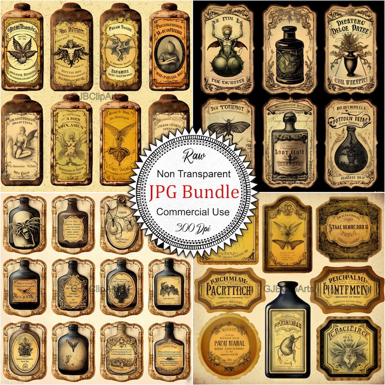 Vintage Label Clipart, Witchcraft Faerie-made Labels Clipart ...