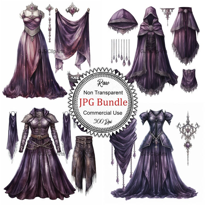 Plum Gothic Princess Clothes Clipart, Deep Plum Clothes Clipart ...