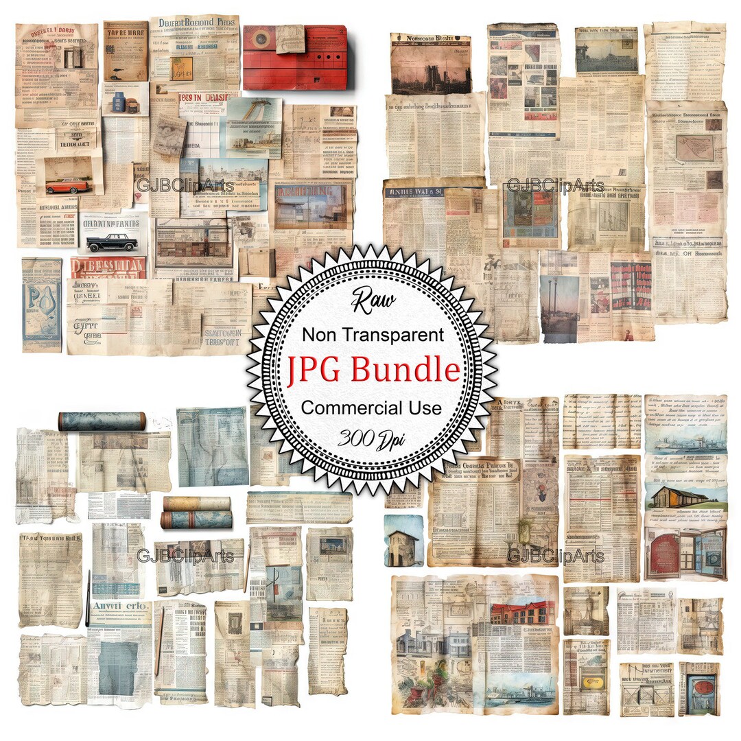 Vintage Newspaper Clippings Collection -digitized Clipart,digital ...