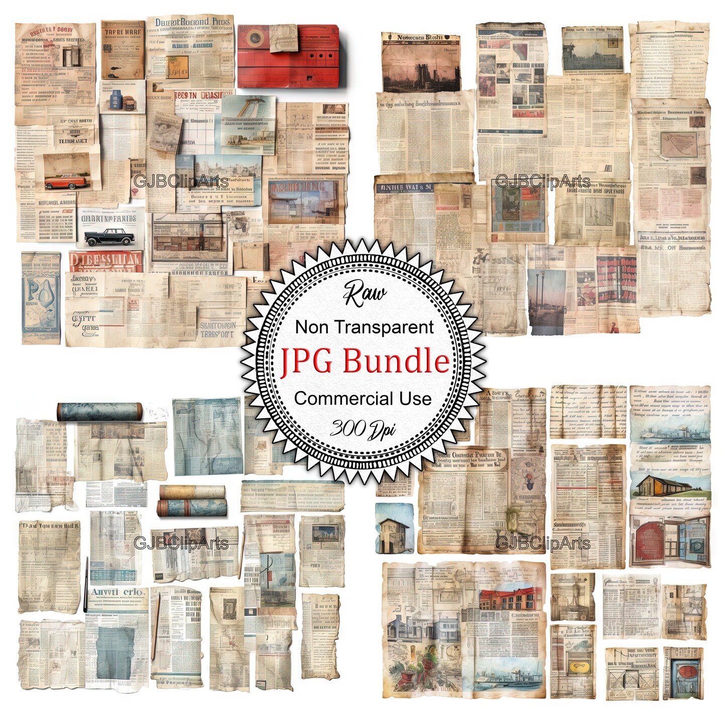 Vintage Newspaper Clippings Collection -digitized Clipart,digital ...