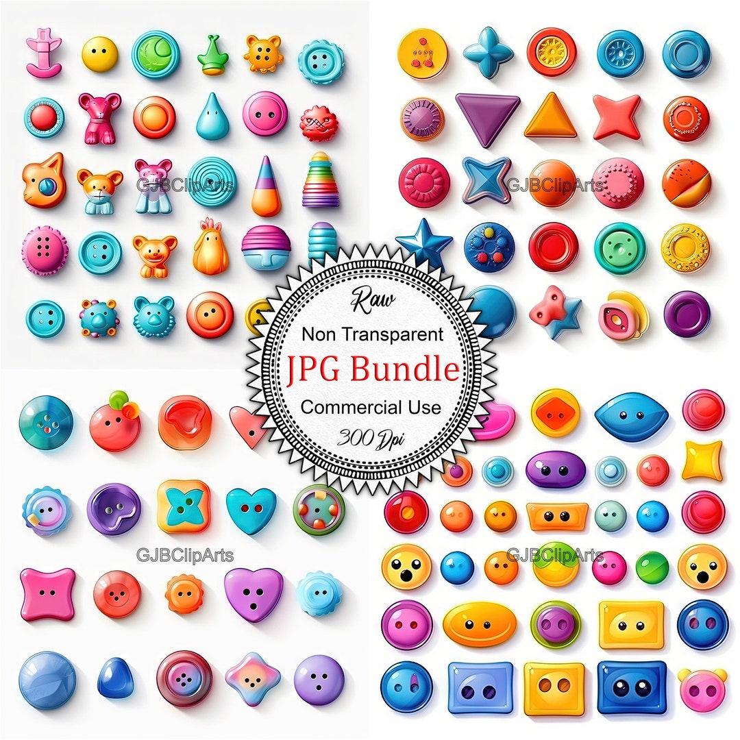 Kids Shapes Buttons Clipart, Circle Clipart, Square Clipart, Scrapbooks ...