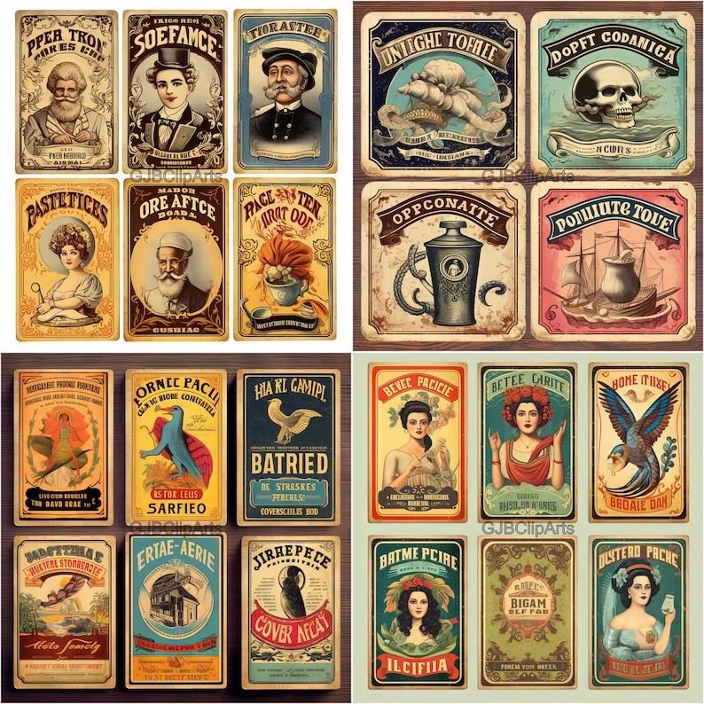 Vintage Coffee Labels,richly Digitized Clipart Collection,digital ...