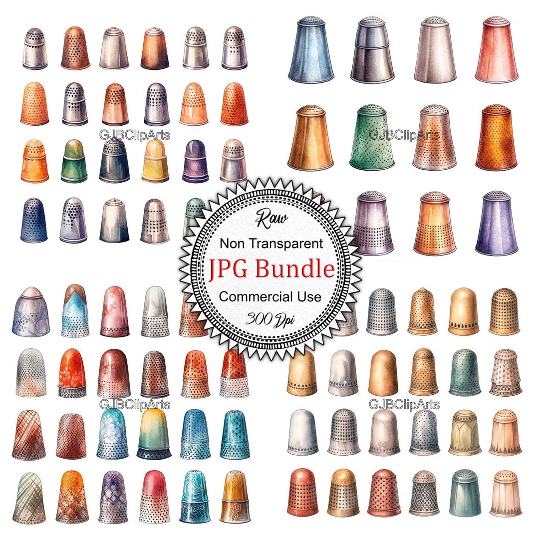 Vintage Thimbles Collection on a White Background Digital Clipart ...