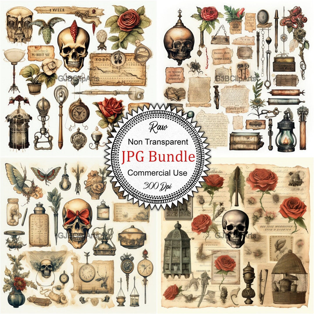 Vintage Voodoo Junk Journal Kit Clipart, Voodoo Doll Clipart Mojo Bag ...
