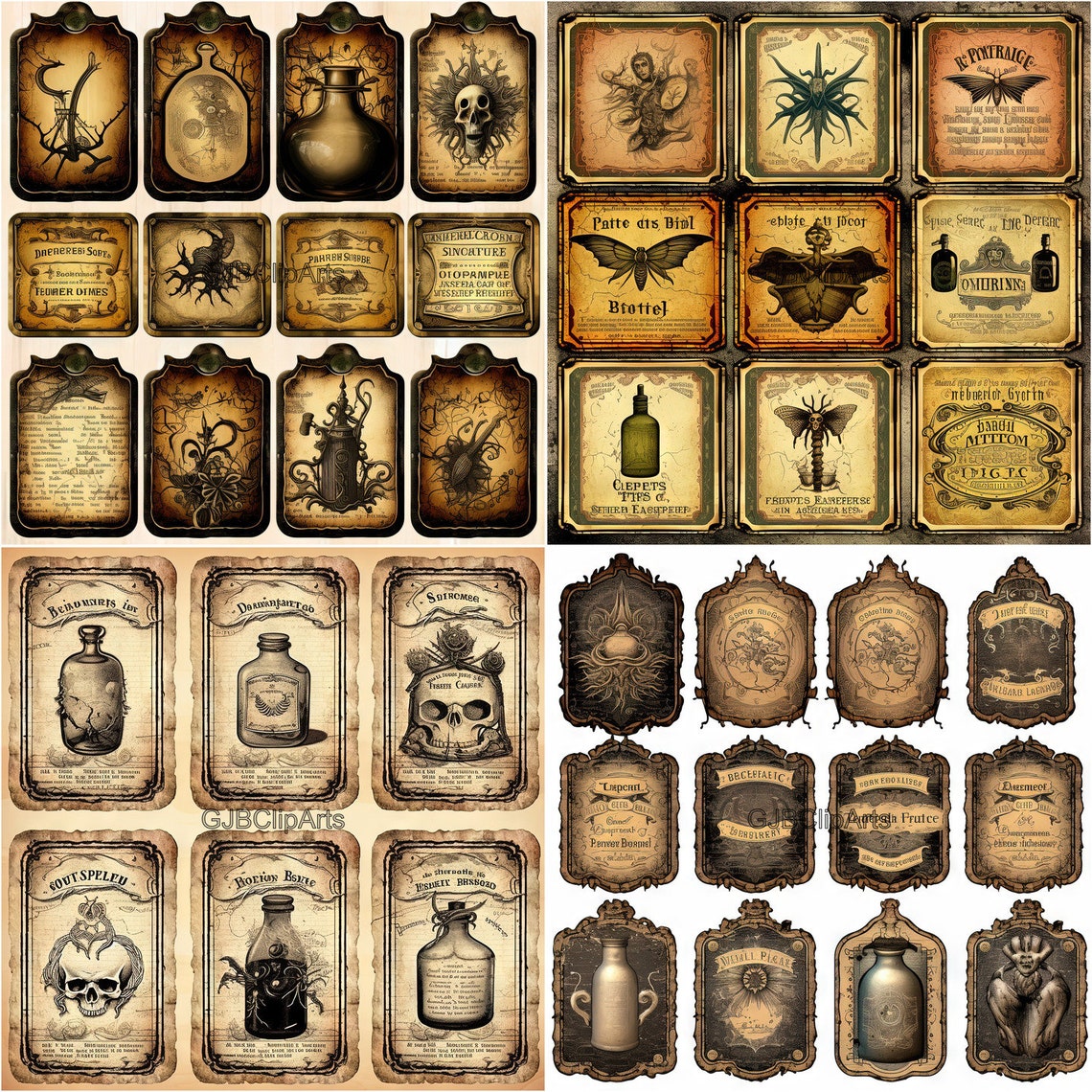 Vintage Label Clipart, Witchcraft Faerie-made Labels Clipart ...
