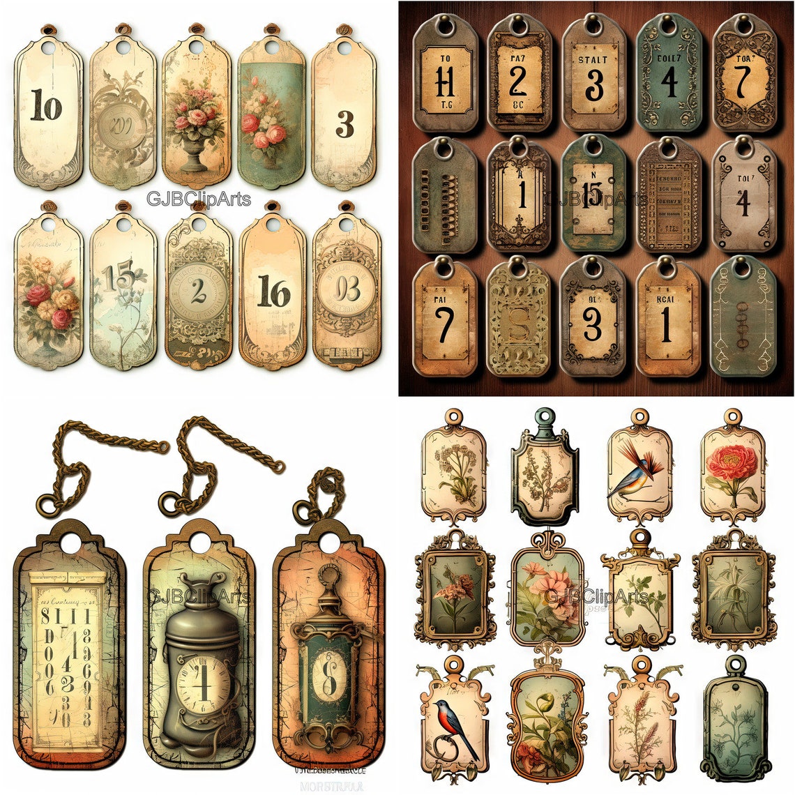 Vintage Butterfly Labels: Ephemeral Beauty of Nature,digital Clipart ...