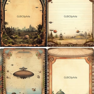 UFO Lined Page Clipart Alien Clipart Spaceship Clipart, Junk Journal ...