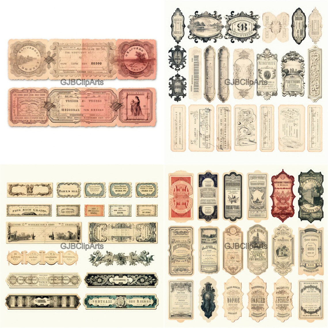 Gothic Fussy Ornamental Vintage Ticket Clipart, Gothic Arch Clipart Bat ...