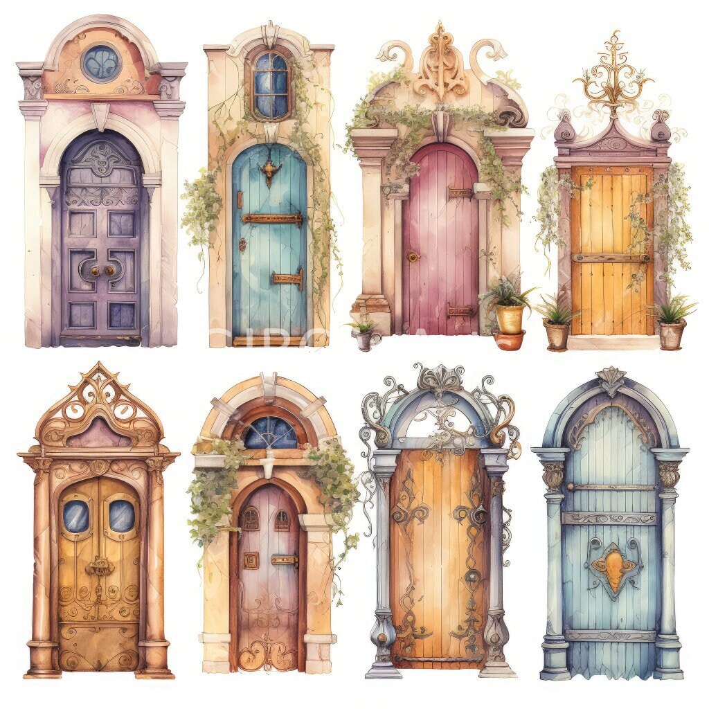 Vintage Magical Doors Junk Journal Kit Clipart ,door Clipart, Keyhole ...