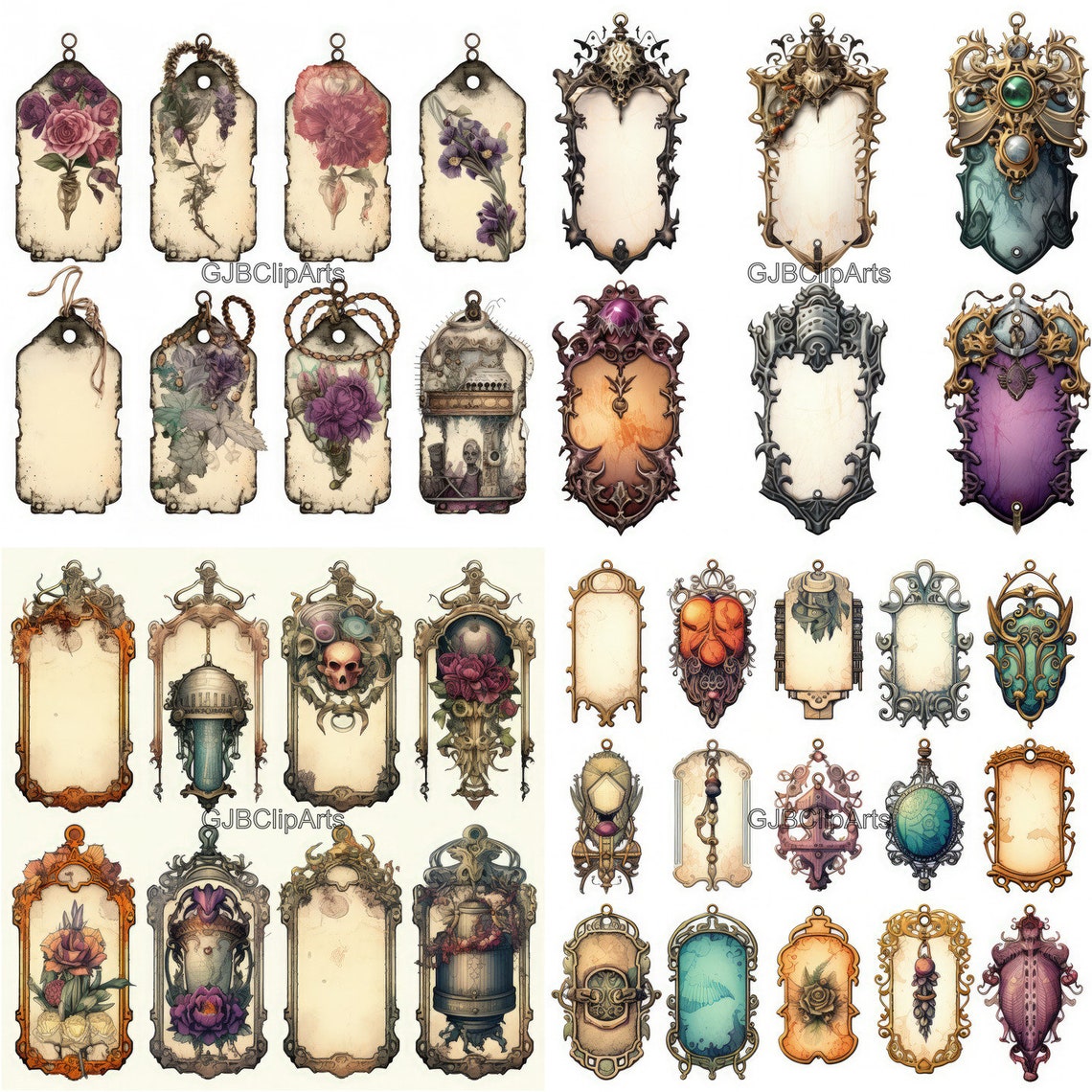 Vikings Ornamental Tag Clipart, Vintage Tags Clipart, Journaling for ...