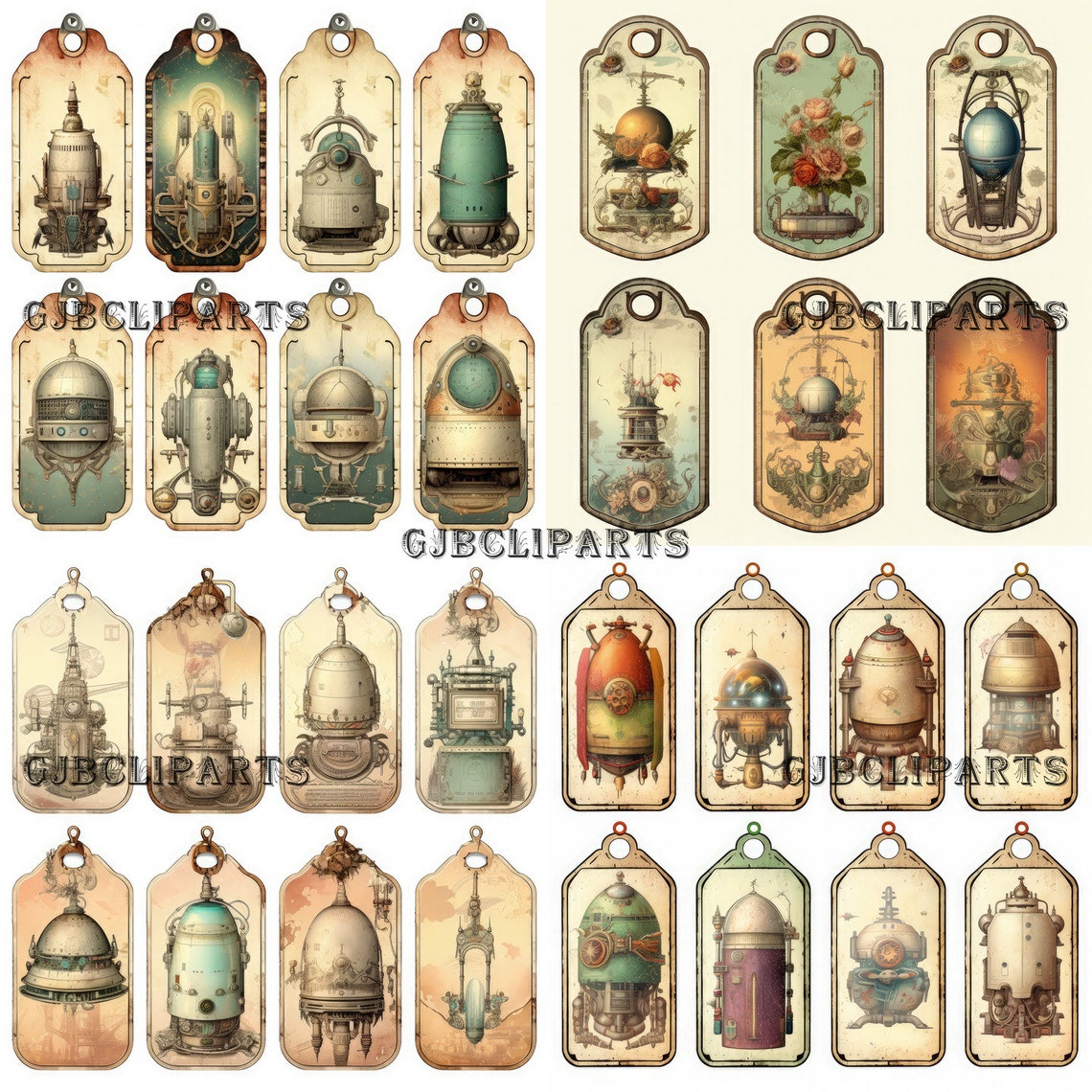 Spaceship Ornamental Tag Clipart, Beautiful Vintage Tags Clipart ...