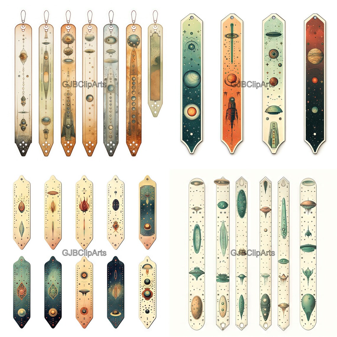 UFO Ornamental Bookmark Clipart Galaxy Clipart Star Clipart - Etsy