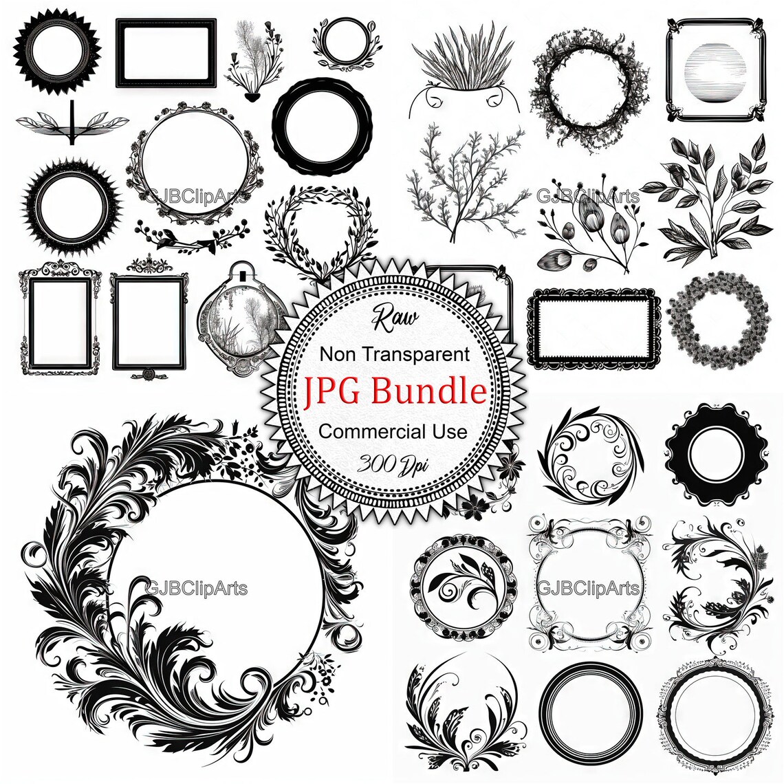 Black Vector Graphic Frames Clipart, Journaling Downloads, Scrapbook ...