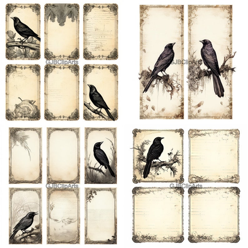 Raven Ornamental Card Clipart Mystic Symbols Clipart Full Moon Clipart ...