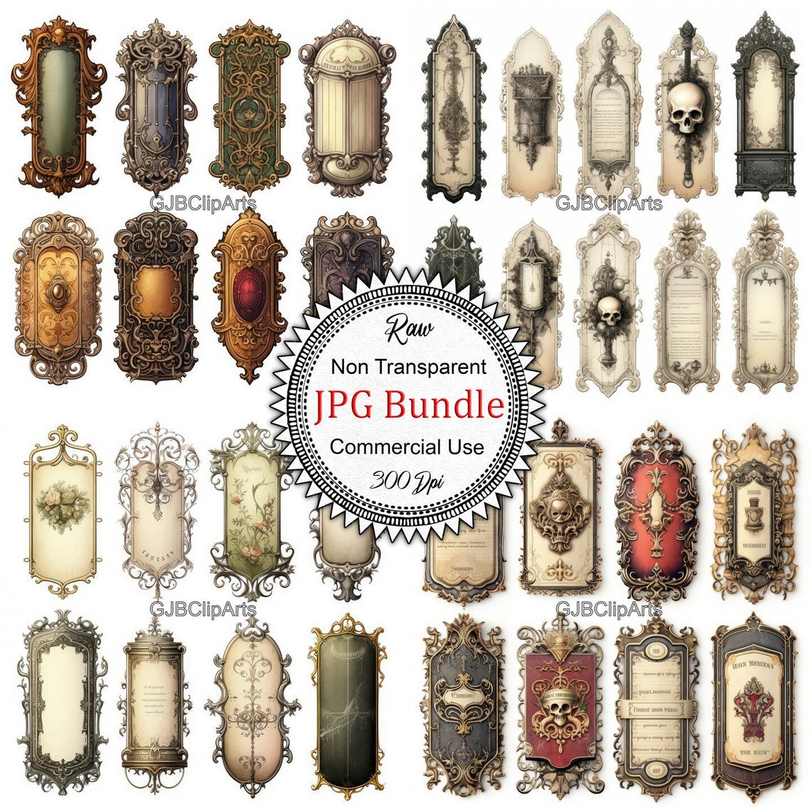 Gothic Fussy Tall Ornate Labels Clipart Gothic Window Clipart Raven ...