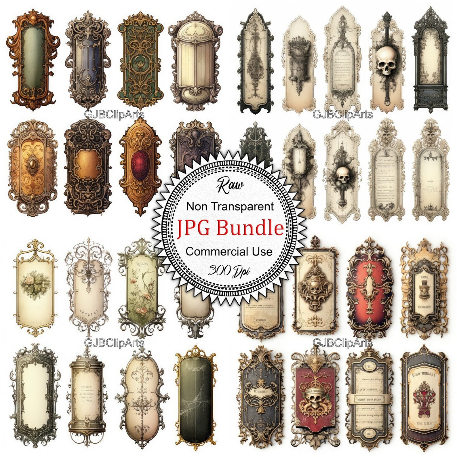 Gothic Fussy Tall Ornate Labels Clipart Gothic Window Clipart Raven ...