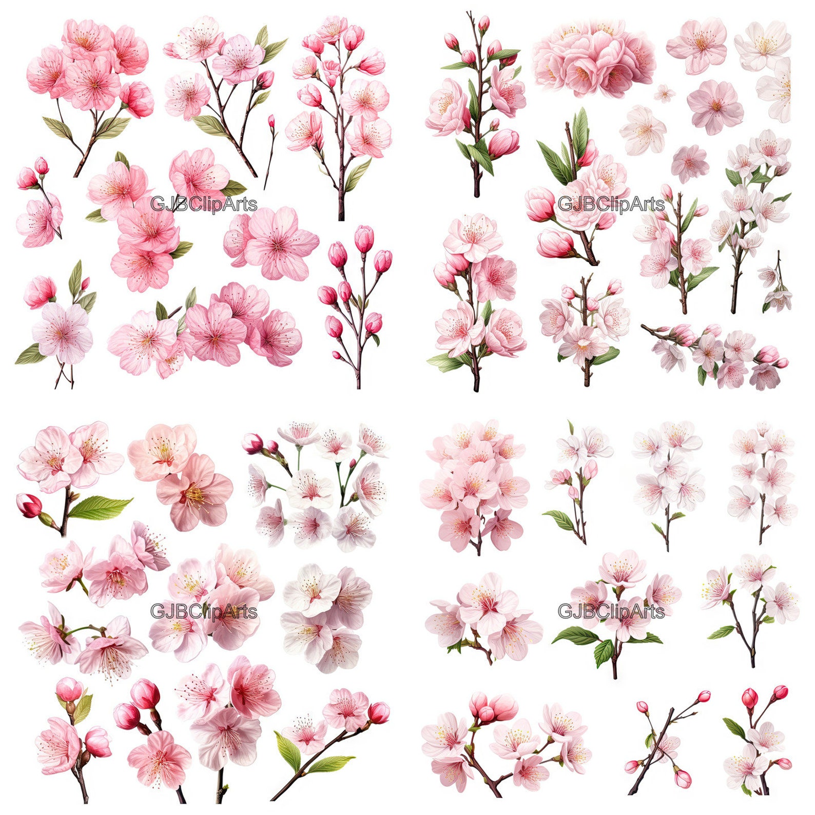 Cherry Blossom Clipart Digital Stickers, Digital Clipart, Printable ...